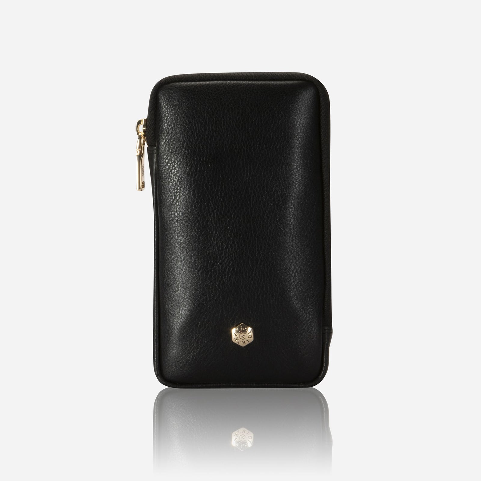 Elegant Black Leather Mobile Pouch | Jekyll & Hide AUS